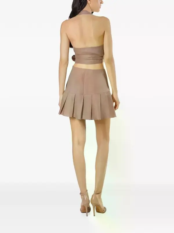 MIA PECULIAR Pleated Linen Mini Skirt