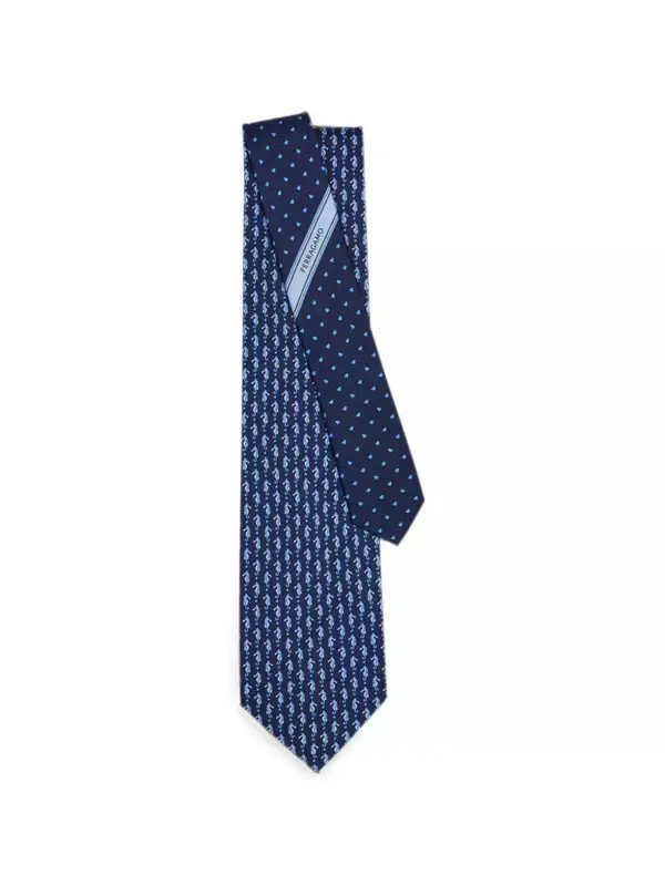 FERRAGAMO Silk Neck Tie - Blue