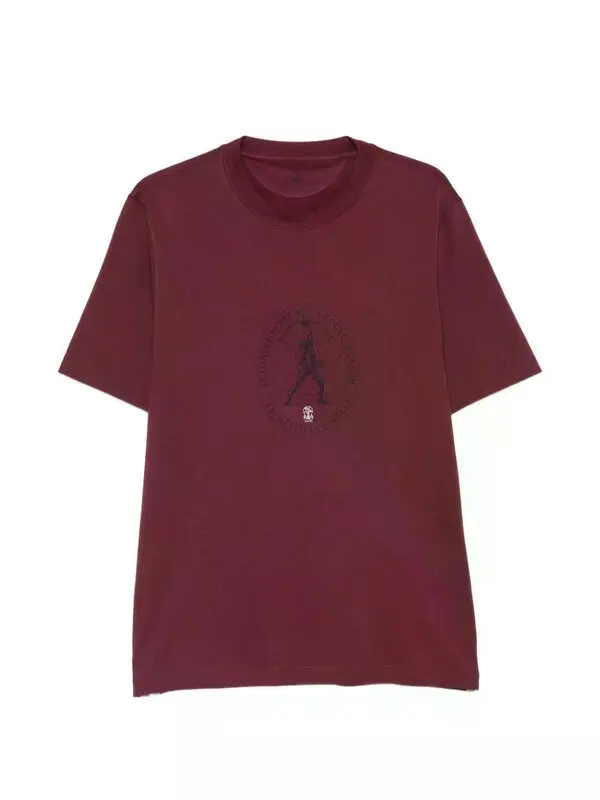 Brunello Cucinelli Logo-print Crew-neck T-shirt - Red