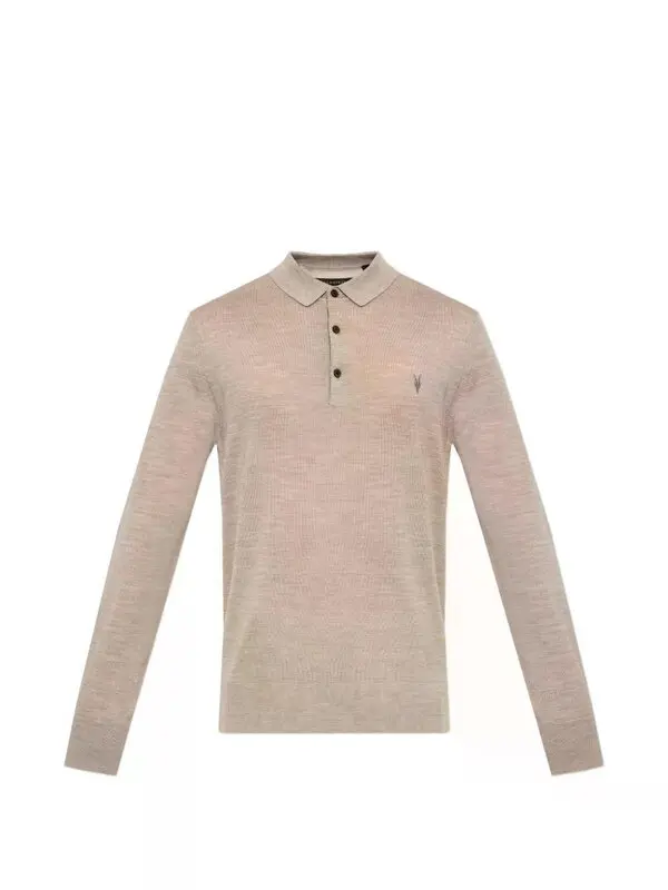 ALLSAINTS Mode Long-sleeved Polo Shirt - Neutrals
