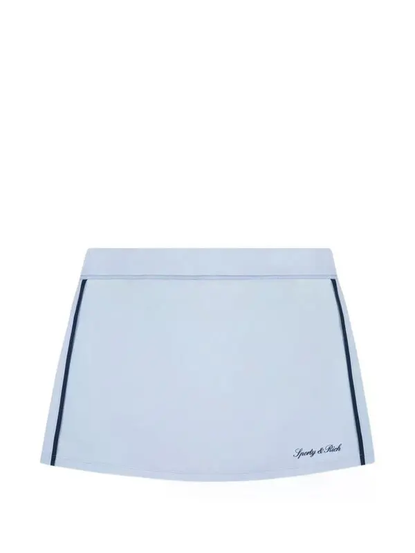 SPORTY & RICH Signature Logo-print Side-stripe Court Mini Skirt - Blue