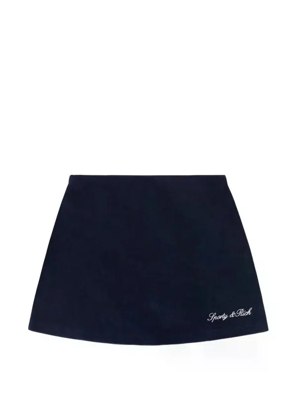 SPORTY & RICH Signature Logo-embroidered Cotton Mini Skirt - Blue
