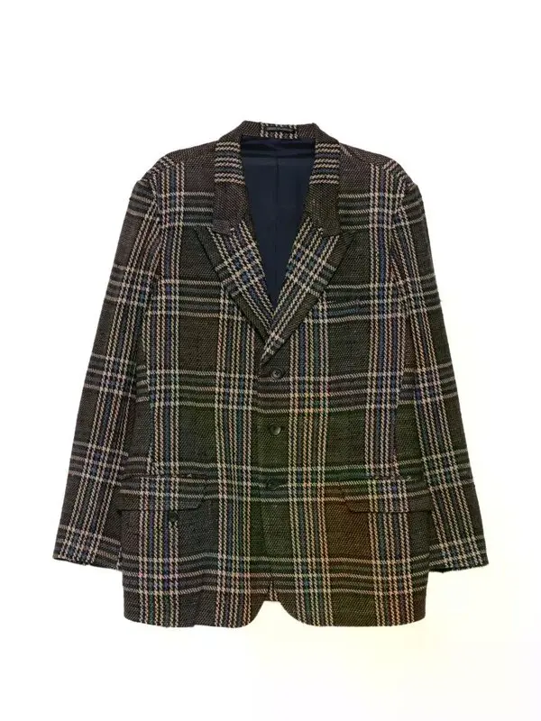 Yohji Yamamoto Plaid Peaked Blazer - Brown