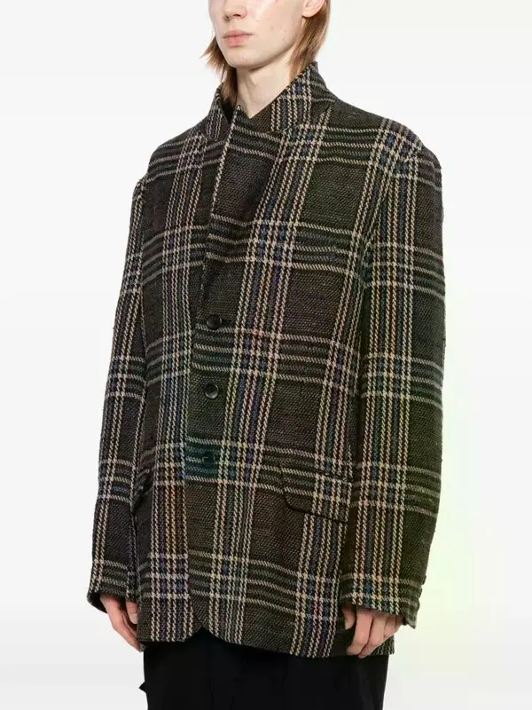 Yohji Yamamoto Plaid Peaked Blazer