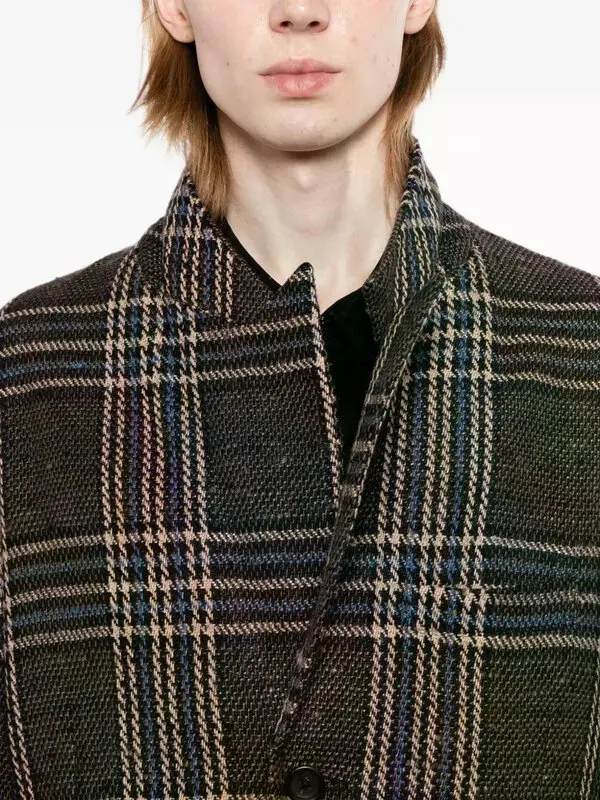 Yohji Yamamoto Plaid Peaked Blazer