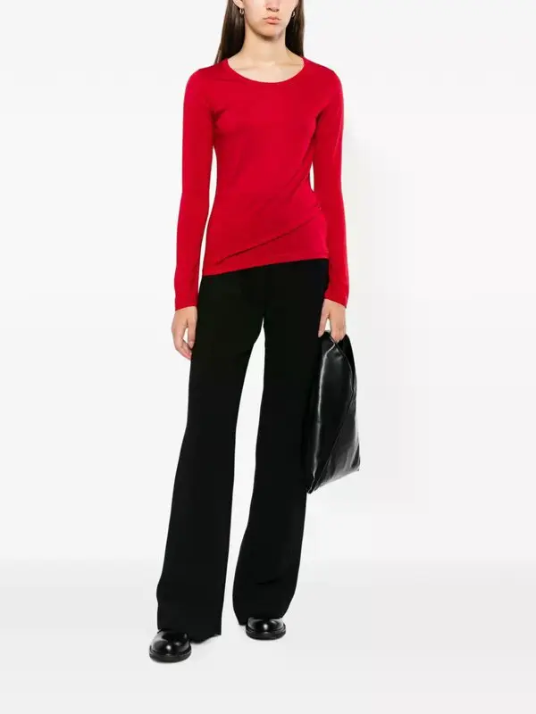 Yohji Yamamoto Wool Round-neck Long-sleeve T-shirt - Red