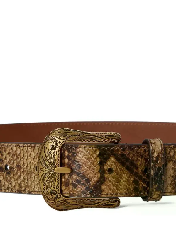 Ralph Lauren Python-embossed Tooled-buckle Belt