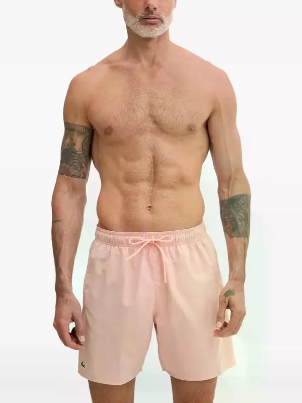 Lacoste Logo Patch Swim Shorts - Pink