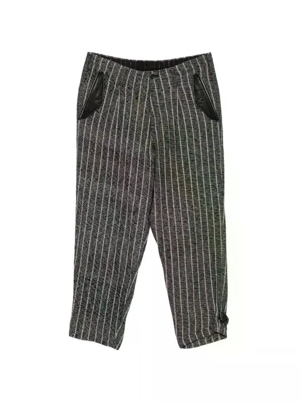 Yohji Yamamoto Striped Tailored Trousers - Black