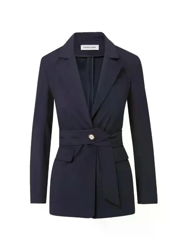Veronica Beard Howard Single-breasted Belted Cotton Blazer - Blue