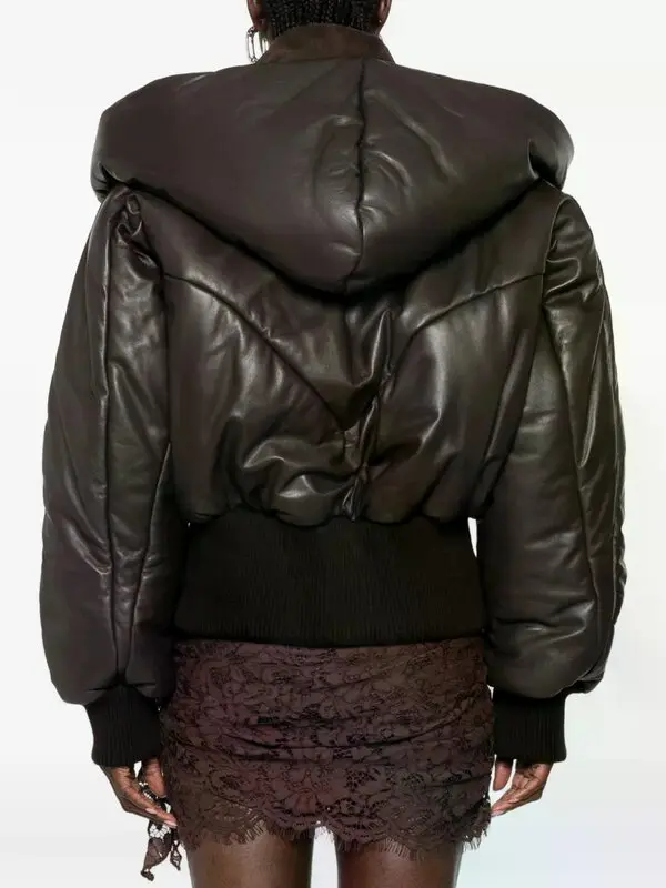 Attico Quilted Leather Hooded Jacket