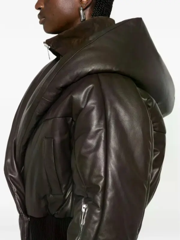 Attico Quilted Leather Hooded Jacket
