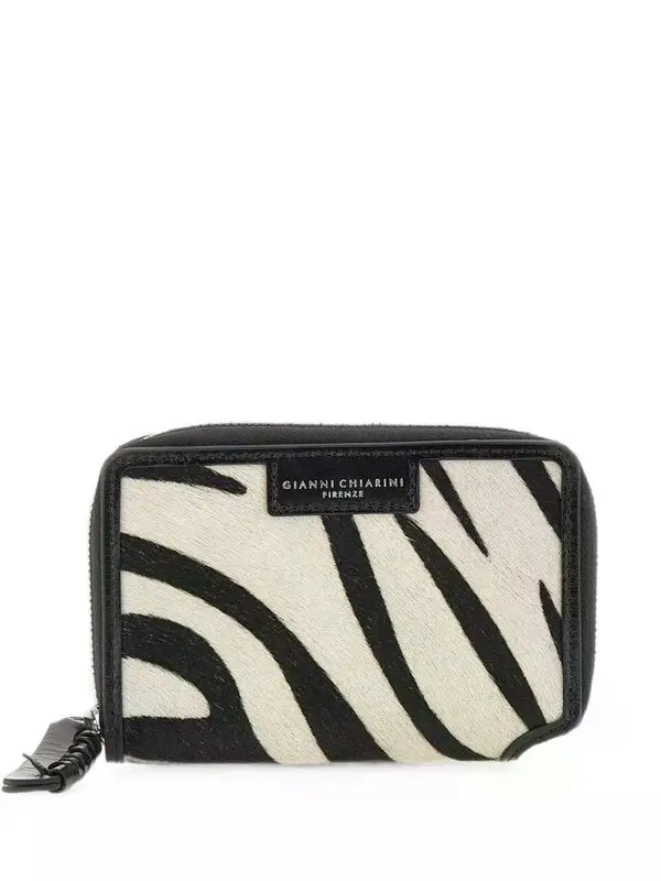 GIANNI CHIARINI Horsy Zebra-print Leather Wallet - Neutrals