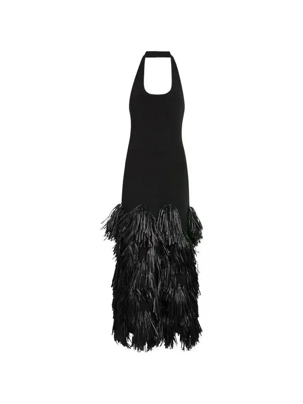 Aje Elva Fringed Maxi Dress - Black