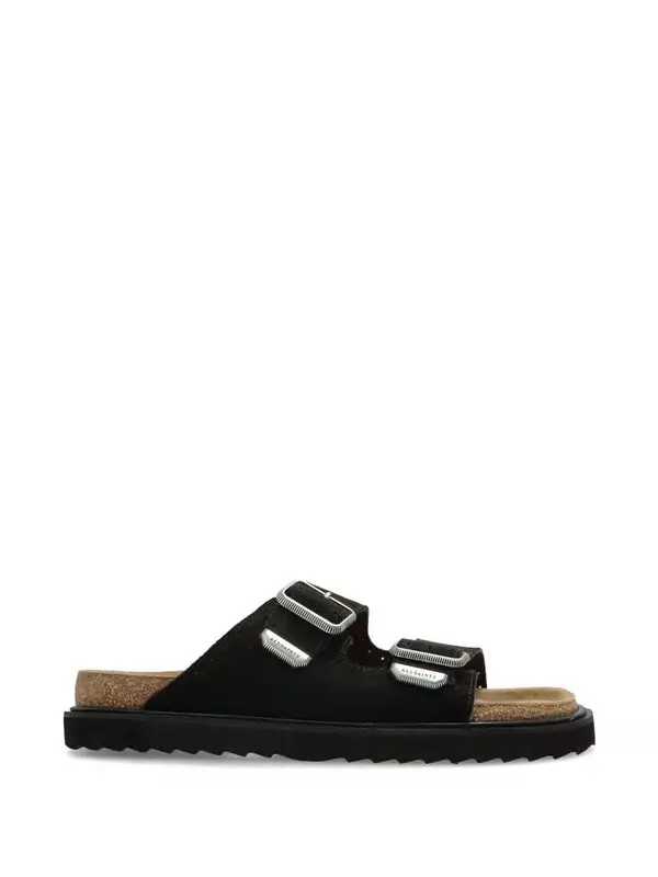 ALLSAINTS Randal Suede Buckle Slides - Brown