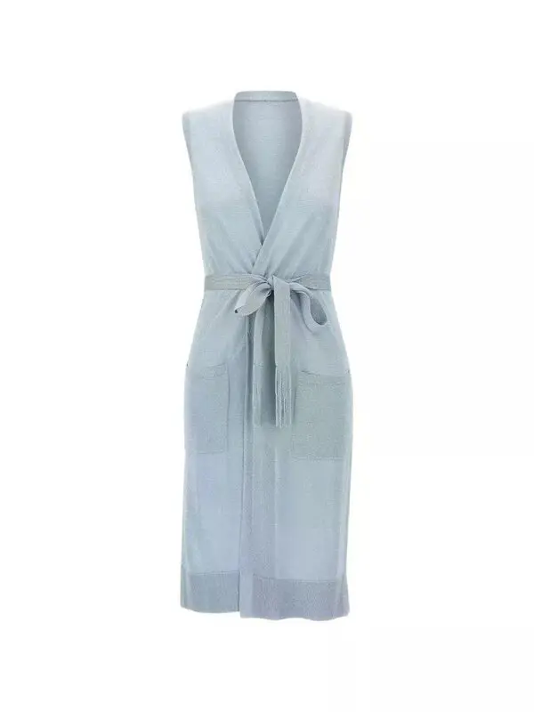KANGRA Lurex-knit Belted Cardigen-coat