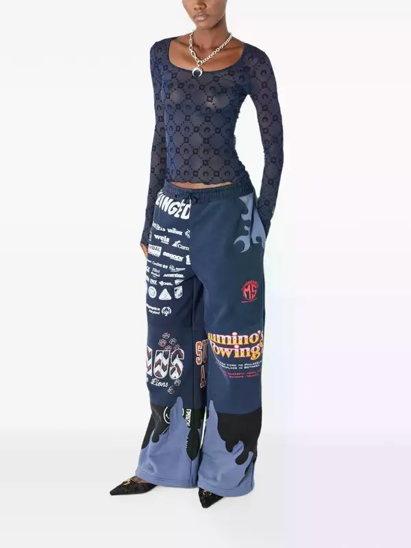 MARINE SERRE Upcycled Jersey Pants With Appliqued Flowers