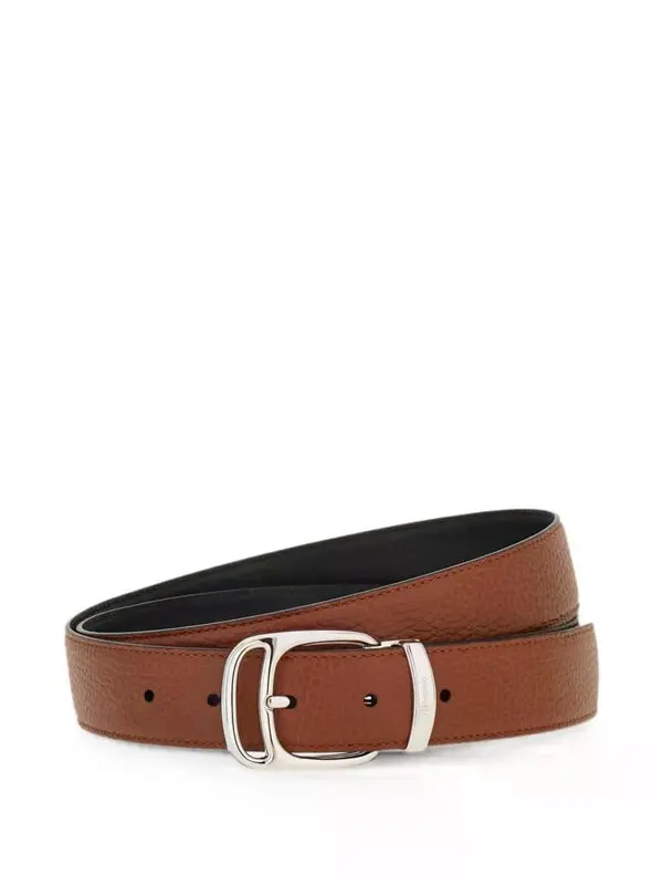FERRAGAMO Reversible And Adjustable Leather Belt With Vara Buckle - Brown