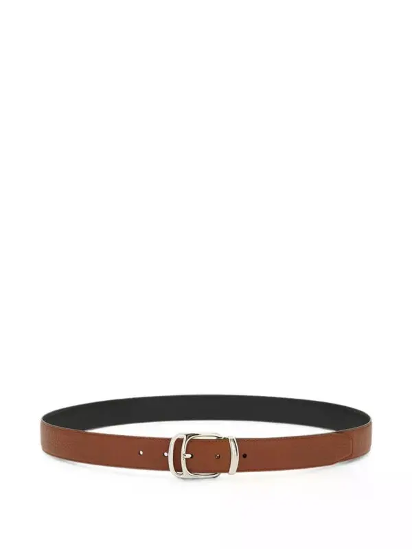 FERRAGAMO Reversible And Adjustable Leather Belt With Vara Buckle - Brown