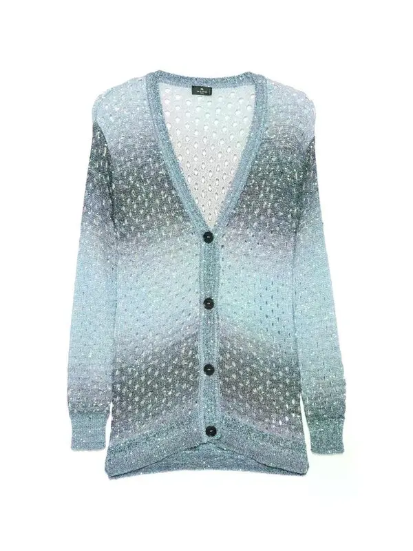 Etro Sequin-embellished Open-knit Cardigan - Blue