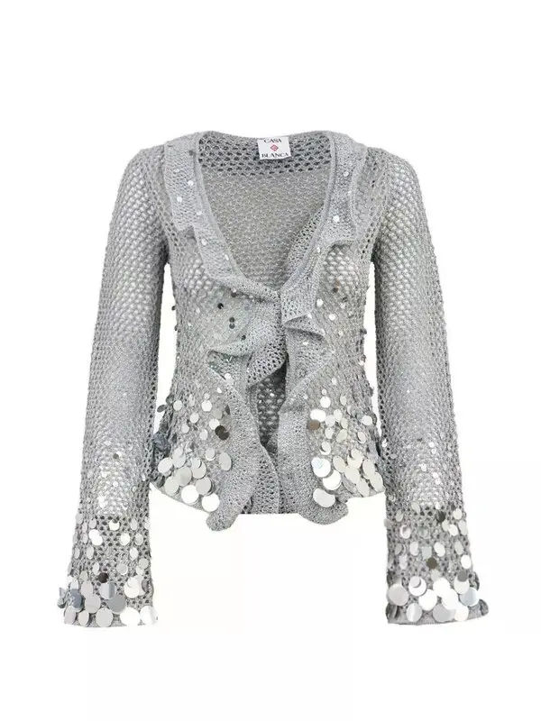 Casablanca Sequin-embellished Ruffled Top