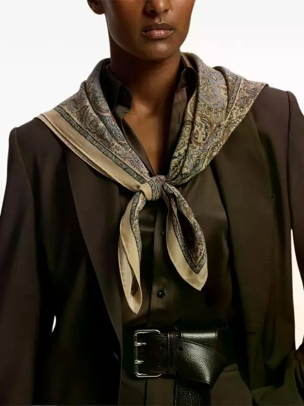 Ralph Lauren Paisley-print Crepe De Chine Scarf - Neutrals