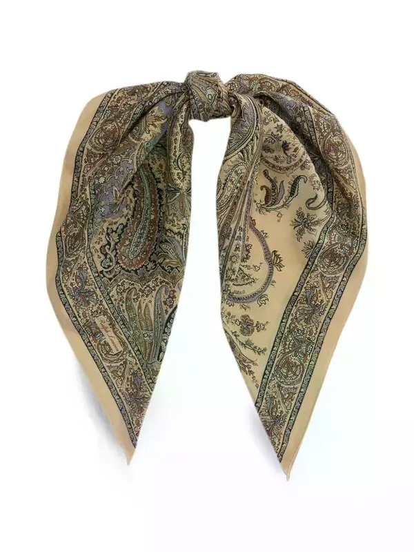 Ralph Lauren Paisley-print Crepe De Chine Scarf - Neutrals