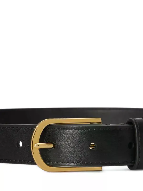 Ralph Lauren Leather Belt With Rounded Buckle - Black
