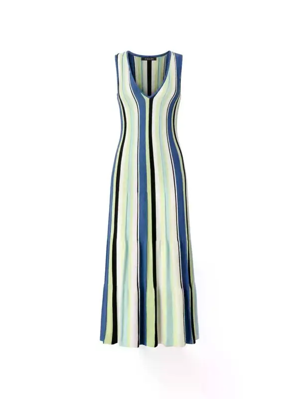 TOCCIN Fifi Striped Knit A-line Dress - Blue