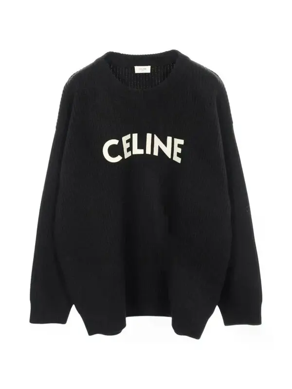 Celine Wool Logo Print Oversized Sweater