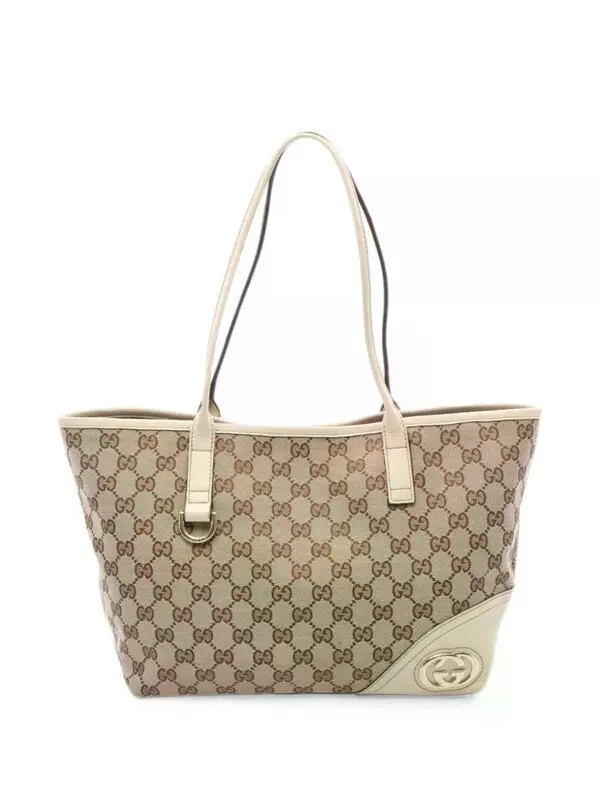Gucci 2000s New Brit Gg Canvas Tote Bag - Neutrals