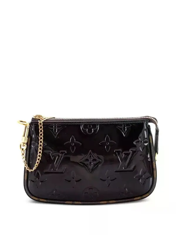 LOUIS VUITTON Pochette Accessoires Monogram Vernis Mini Clutch Bag - Brown