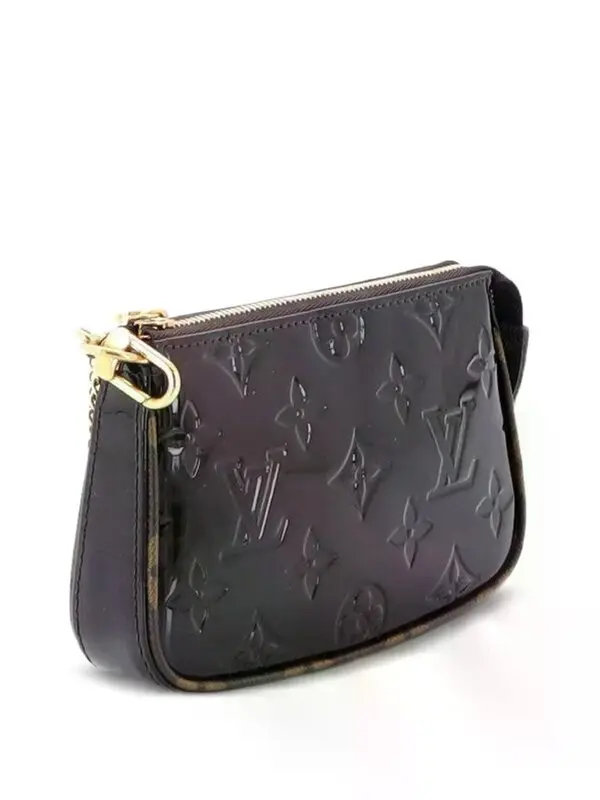 LOUIS VUITTON Pochette Accessoires Monogram Vernis Mini Clutch Bag - Brown