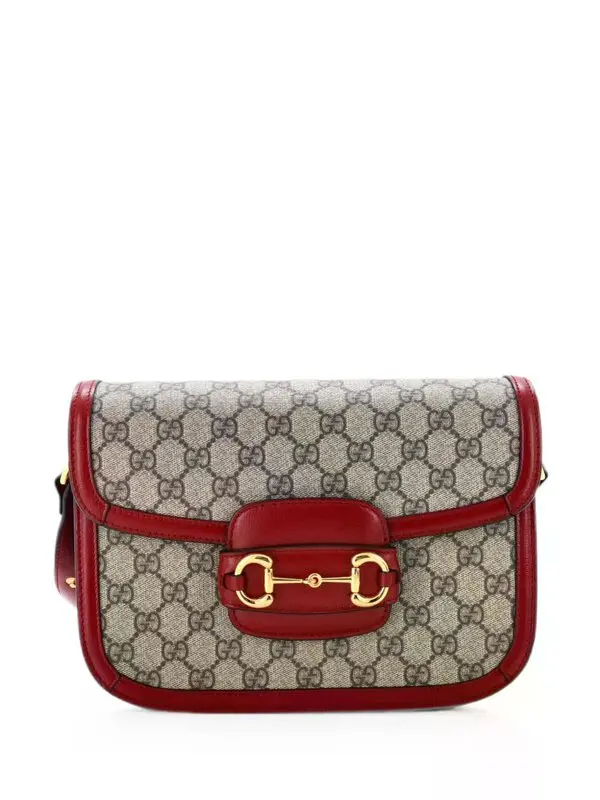 Gucci Horsebit 1955 Shoulder Bag Gg Coated Canvas With Leather - Red