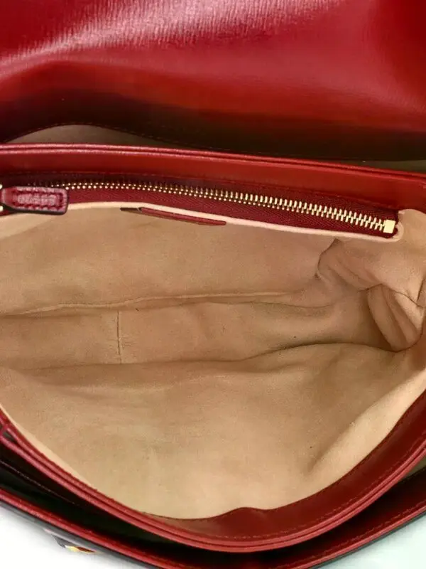 Gucci Horsebit 1955 Shoulder Bag Gg Coated Canvas With Leather - Red