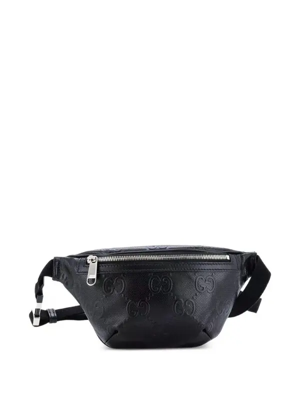 Gucci Gg Embossed Perforated Leather Belt Bag - Black