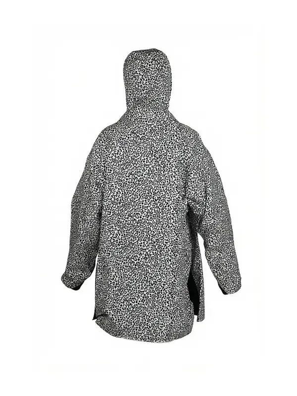 Valentino Garavani Hooded Leopard-print Zip-up Coat - Black