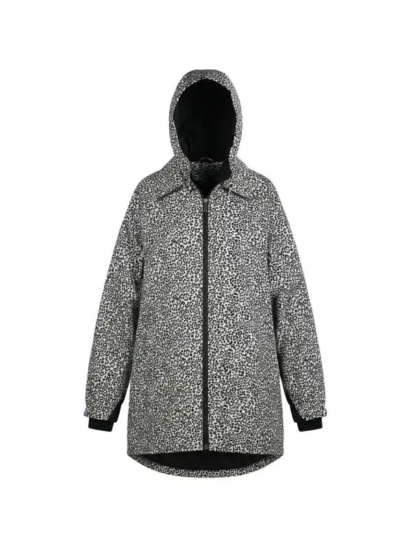 Valentino Garavani Hooded Leopard-print Zip-up Coat - Black