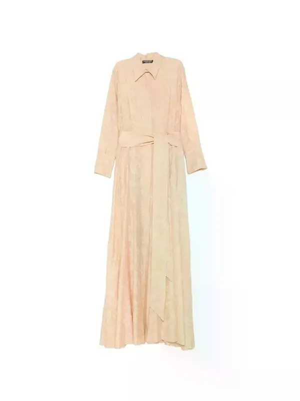 ALESSANDRO LEGORA Belted Floral-jacquard Maxi Dress - Neutrals