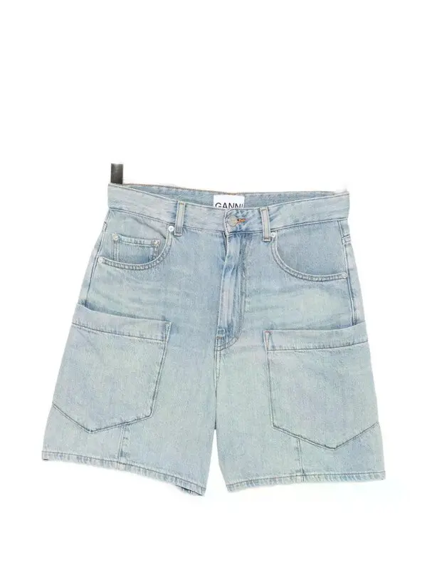 GANNI Patch-pocket Denim Shorts