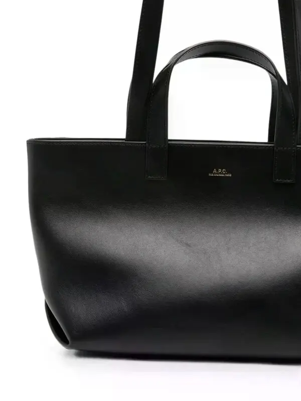 A.p.c. Logo-print Leather Tote Bag - Black