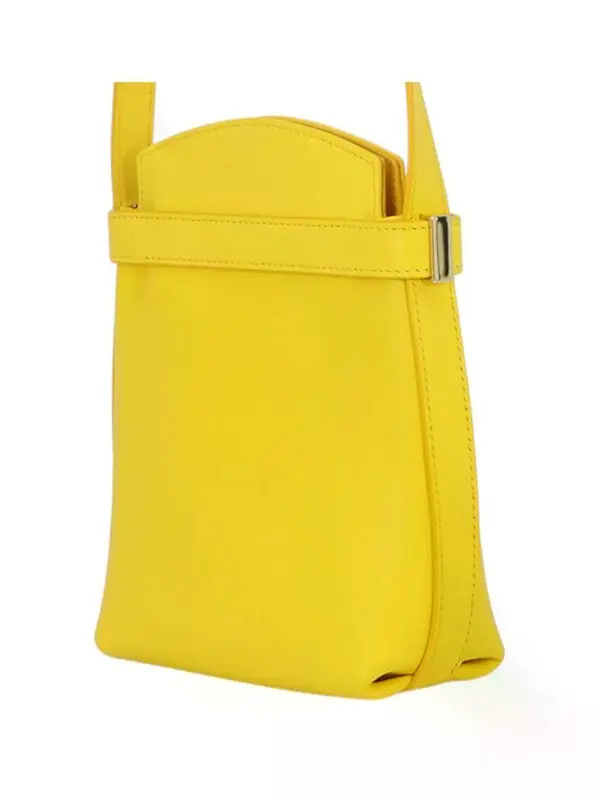 FERRAGAMO Leather Gancini Hug Phone Holder Crossbody Bag - Yellow