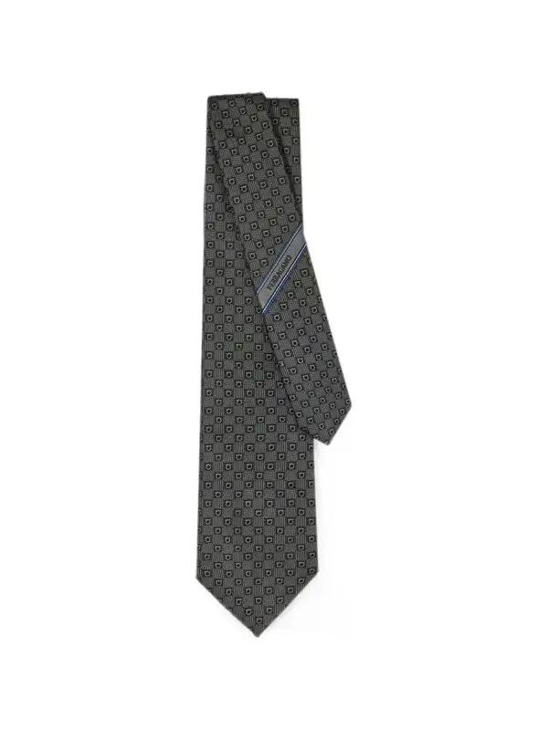 FERRAGAMO Gancini Silk Jacquard Tie