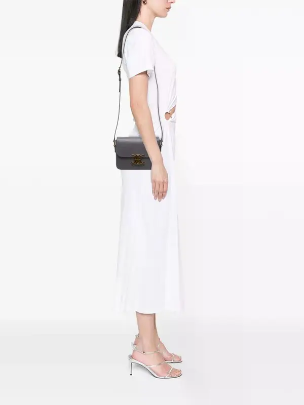 Celine Triomphe Crossbody Bag In Shiny Calfskin - Grey