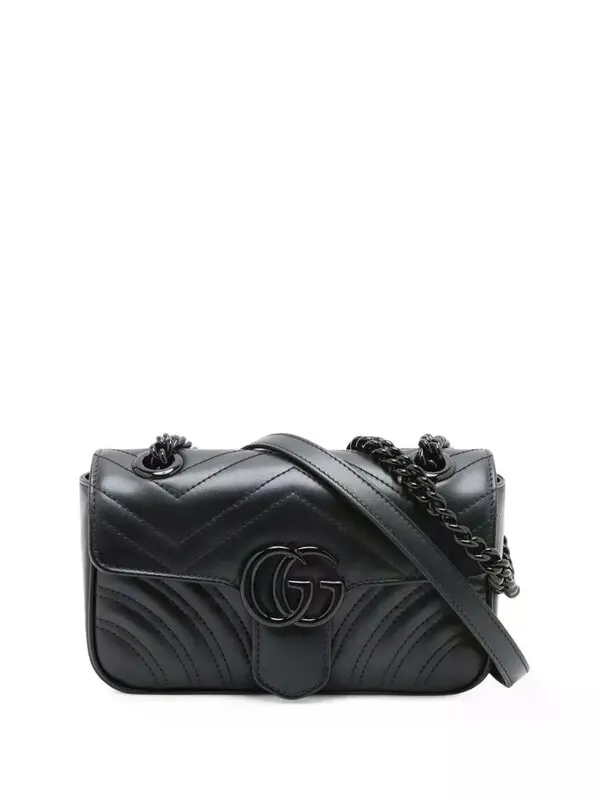 Gucci 2016-2026 Small Gg Marmont Matelasse Calfskin Monochrome Shoulder Bag - Black
