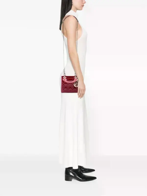 Dior Patent Cannage Lady Satchel - Red