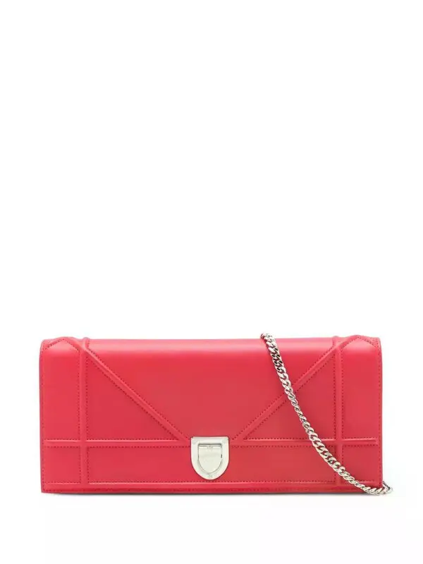 Dior 2000-2026 Grained Calfskin Diorama Croisiere Wallet On Chain Crossbody Bag - Red