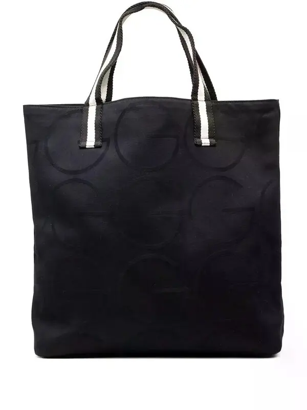 Gucci 2000-2015 Canvas G Monogram Web Tote Bag - Black
