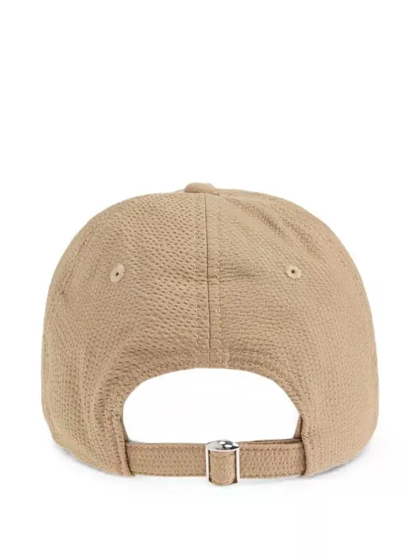 Emporio Armani Logo-plaque Seersucker Baseball Cap - Neutrals