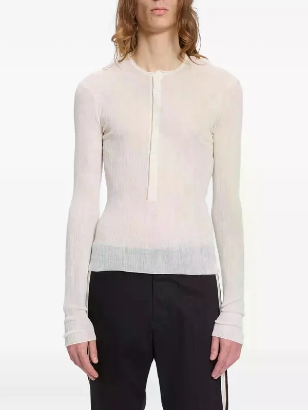 ANN DEMEULEMEESTER Bori Ribbed-knit Henley-neck Sweater